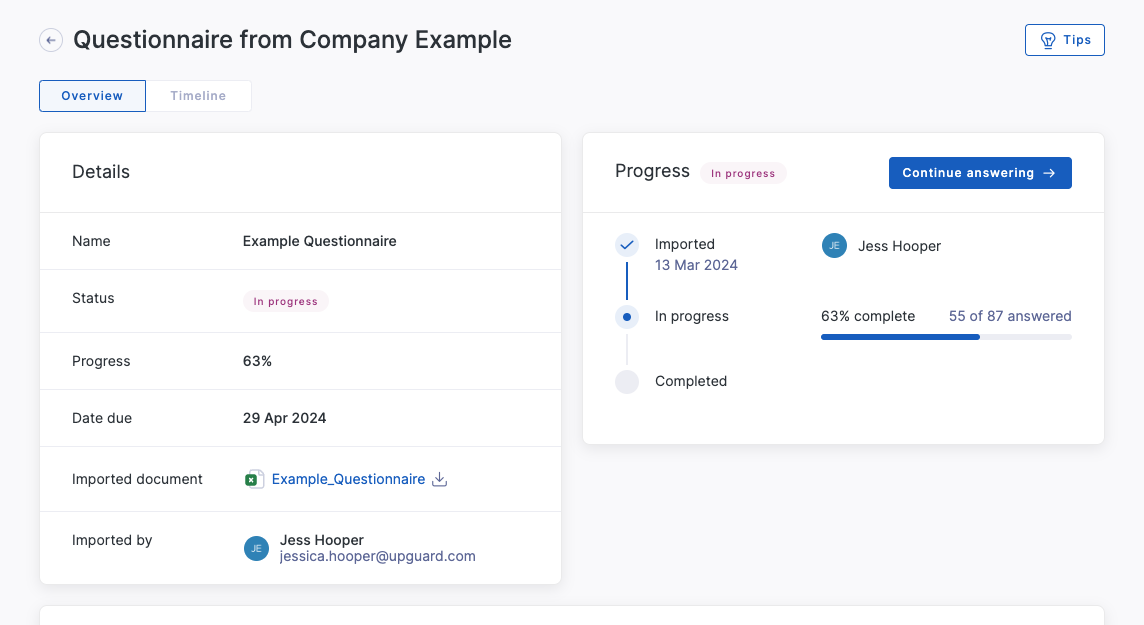 How to import and complete security questionnaires